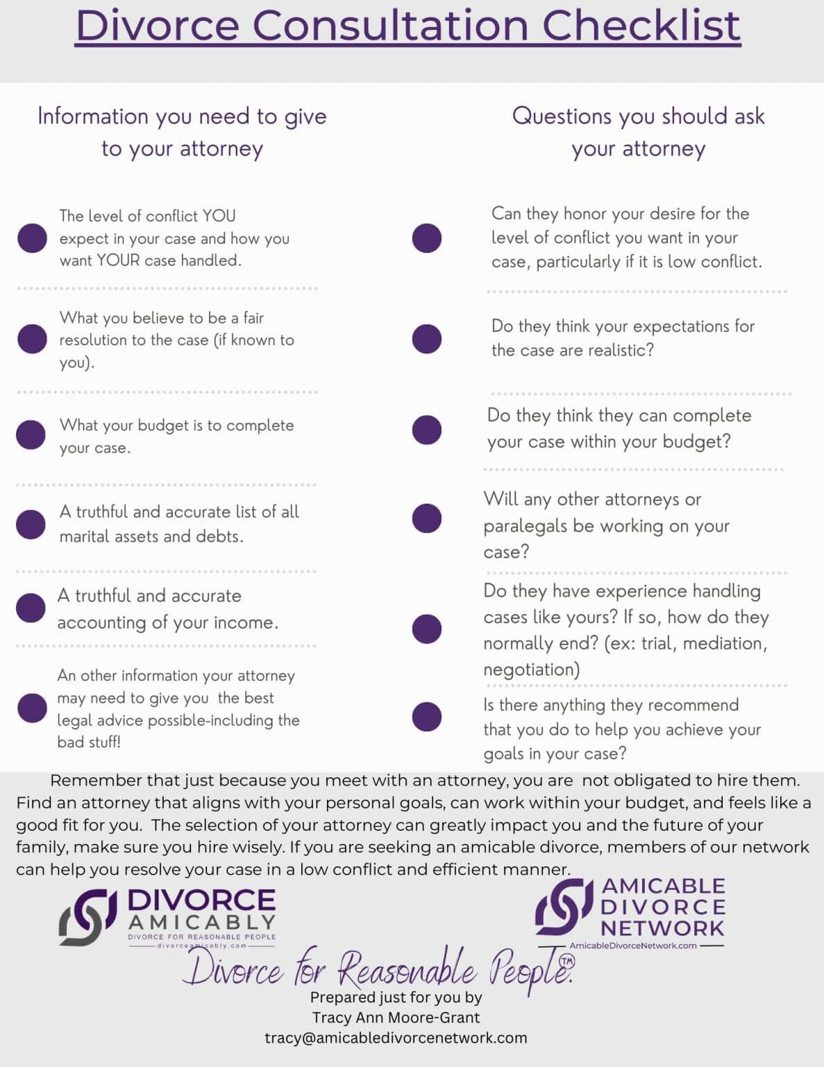 Your Divorce Consultation Checklist - Divorce Amicably